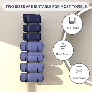 XRMAO Upgrated 7-Tier Over The Door Towel Racks, Metal Wall Mounted Towel Holder with Adjustable Door Hooks, Rolled Towel Organizer for Bathroom, Laundry Room, Black