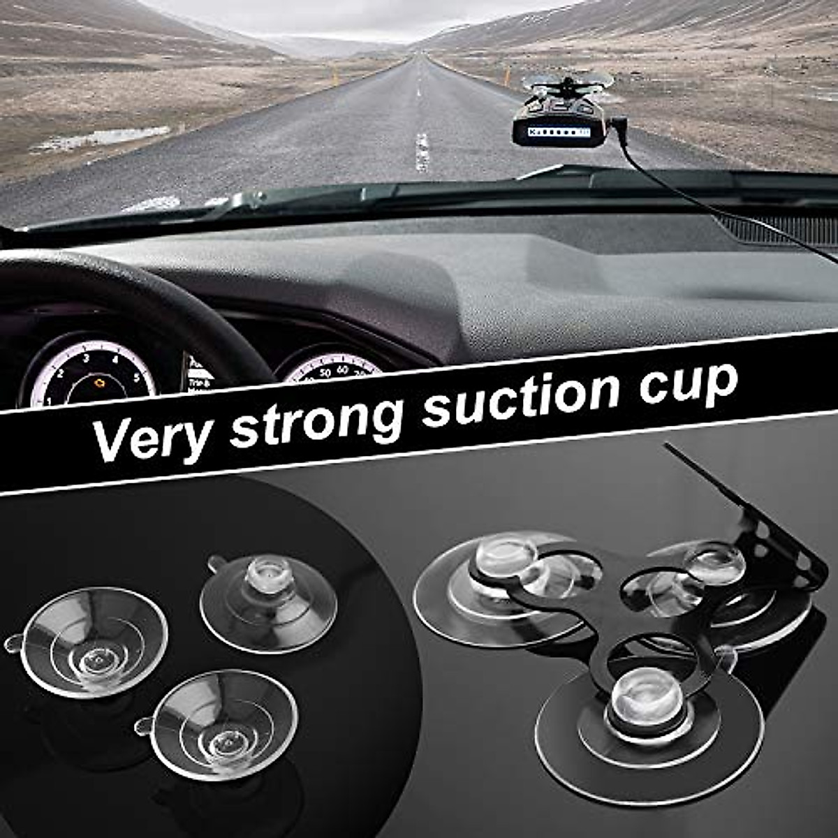 YiePhiot Windshield Suction Cup Mount Holder Compatible with Cobra Radar Detectors Cobra RAD 450, 8-Band, ESD-6100, ESD-7000, XRS-9300, PRO-9780 and All Recent Models (Bracket & 6 Suction Cups)
