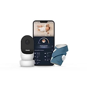 Owlet Dream Duo 2 Smart Baby Monitor - 1080p HD Video Baby Monitor with Dream Sock - Baby Foot Monitor and Sensor Tracks Heartbeat and Oxygen Levels in Infants and Newborns
