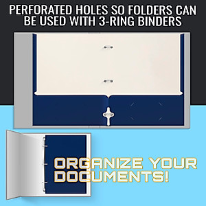 Two Pocket Portfolio Folders, 50-Pack, Blue, Letter Size Paper Folders, by Better Office Products, 50 Pieces, Blue