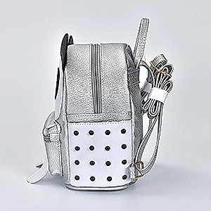 Fayland Women Teens Girls Panda Book Bag Rivet Backpack Mini Casual Panda Shoulder Bags(Silver)…