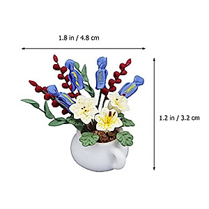 VALICLUD Mini White Pot Green Plant Flower Ornaments Desktop Accessories Tabletop Accessories Supplies Flower Model Mini Fake Plants Mini Plant Decor Resin Flower Decoration Artificial