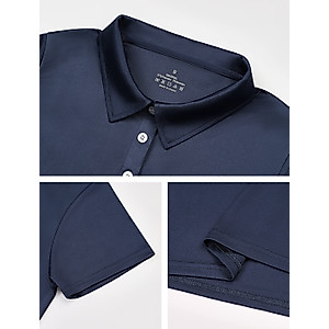 Women's Polo Tee Dry Fit Golf Shirt Moisture Wicking Short Sleeve Sport Activewear Golf Polo Tops Collar with Buttons Workout Black/White/Navy L