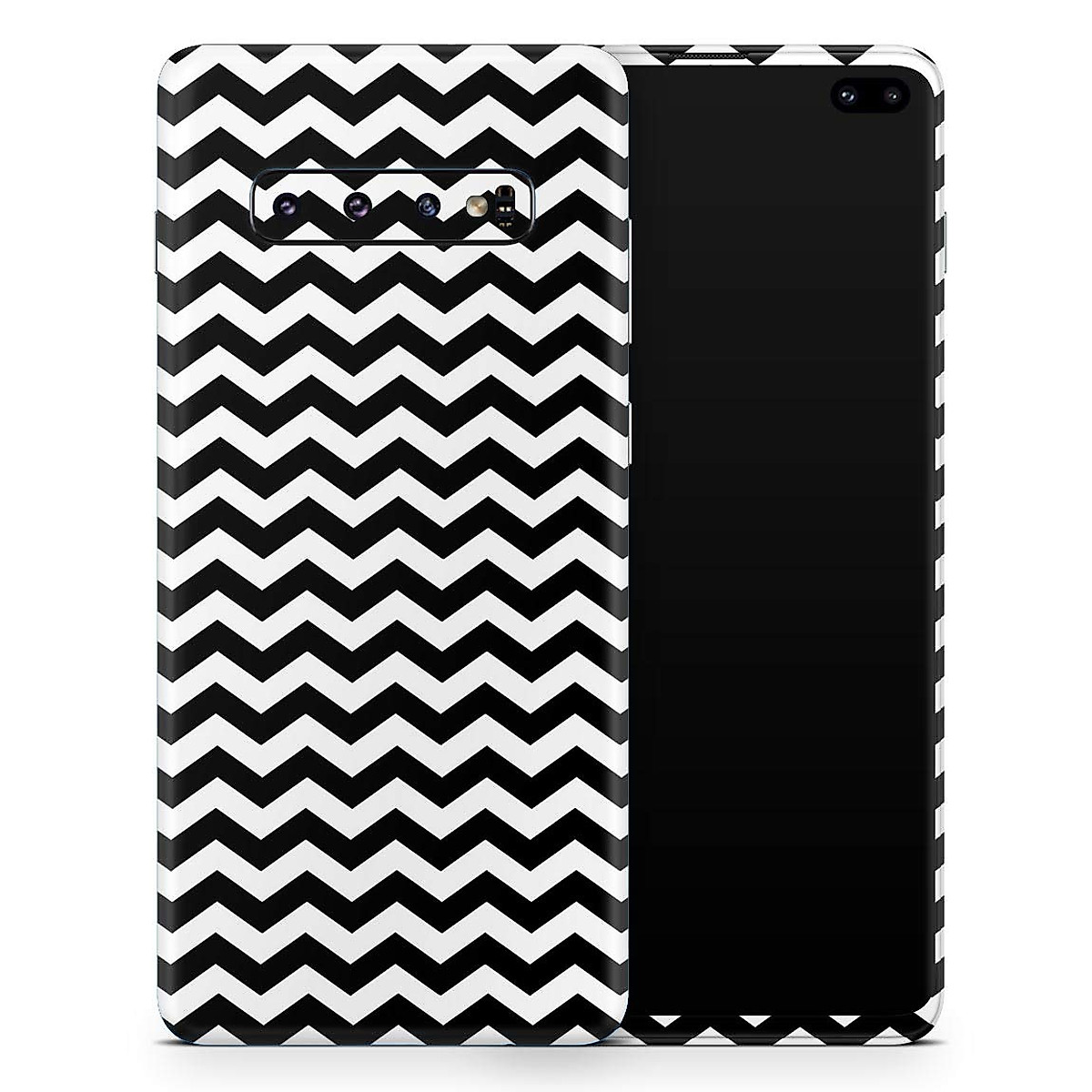 DesignSkinz Black & White Chevron Pattern V2 Protective Vinyl Decal Wrap Skin Cover Compatible with The Samsung Galaxy S20 (Screen Trim & Back Glass Skin)