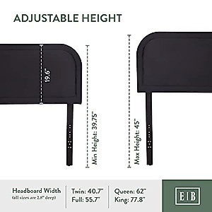 Edenbrook Miller Low Profile, Performance Velvet Headboard for Full Size Bed-Black Upholstered Full Headboard
