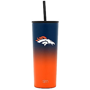 Simple Modern Officially Licensed NFL Denver Broncos Insulated Tumbler with Straw and Flip Lids | Gifts for Men and Women 24oz Travel Mug Thermos | Classic Collection | Denver Broncos