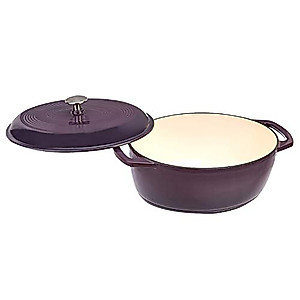 Amazon Basics Oval Enameled Cast Iron Dutch Oven-7-Quart, Purple, 327259140mm