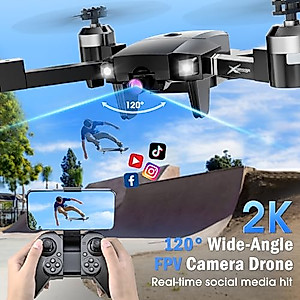 ATTOP Drone with Camera for Adults, 2K Live Video 120° Wide Angle APP-Controlled Camera Drone for Kids 8-12, Beginner Friendly with 1 Key Fly/Land/Return, Remote/Voice/Gesture/Gravity Control, FPV Drone w/ Safe Emergency Stop, 360° Flip, VR Mode, Carrying