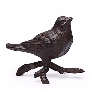 BRASSTAR Rustic Cast Iron Bird with Branches Statue Antique Garden Farmhouse Decoration Home Desk Figurine Replica Rust Color TQGJPT108