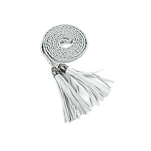 Allegra K Women's Tassel Braided Belts Skinny Woven Waist Belts for Skirt Dress 132 cm/52 inches Silver