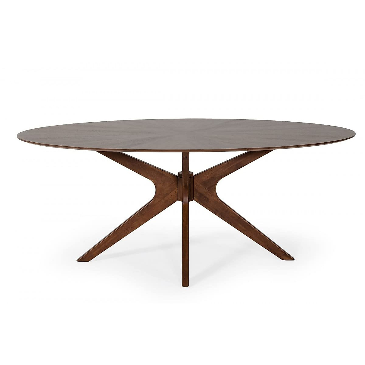Limari Home Poype Collection Modern Style Walnut Finished Oval 8 Persons Dining Table With Solid Wood Legs and Base, Brown