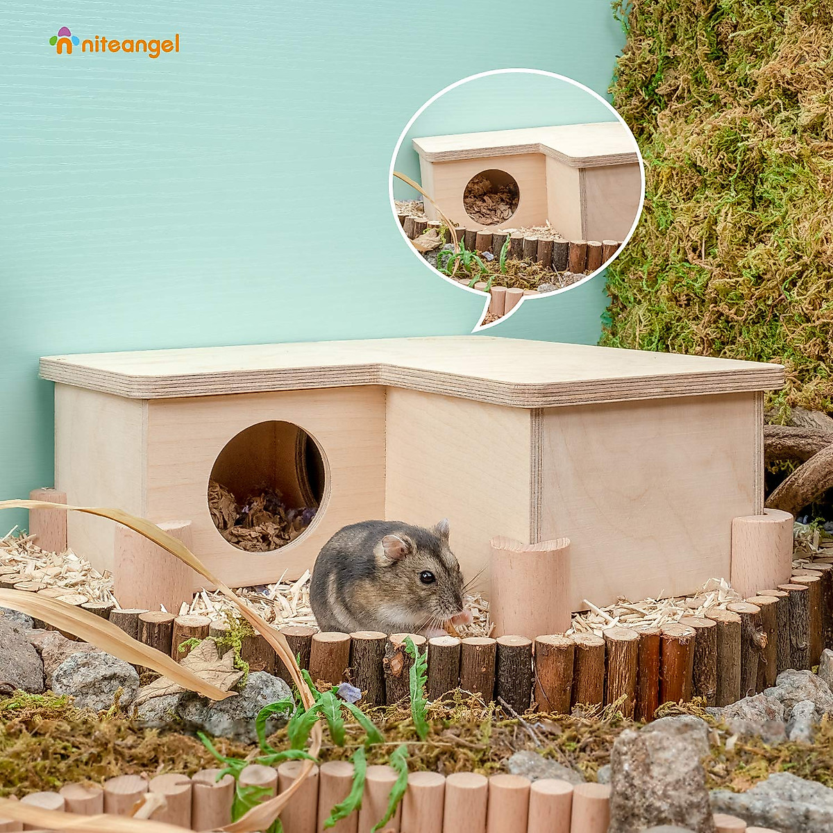 Niteangel Set of Beech Stilts for Elevating & Safely Setting Multi-Chamber Series Maze House (Set of 5 Stilts (4.33'' H))