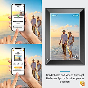 Digital Photo Frame 10.1 inch, Electronic Picture Frame WiFi with APP, Smart Electric Video Photo Frame Slideshow with Email, 1280x800 IPS FHD Uploadable Digital Picture Frames Cloud Storage