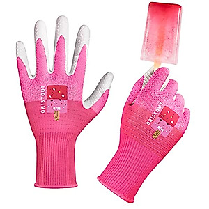 OriStout Garden Gloves for Women, Ladies Yard Work Gloves for Weeding, Digging, Planting, Harvesting, Pink, Medium, 1 Pair