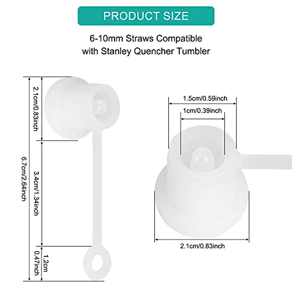 4 Pack Straw Cover Compatible with Stanley H2.0/1.0 Tumbler Cups All OZ, and Others 6-10 mm Straw, Reusable Drinking Straw Cap, Food-Grade Silicone Straw Accessories, Soft Straw Topper, Transparent