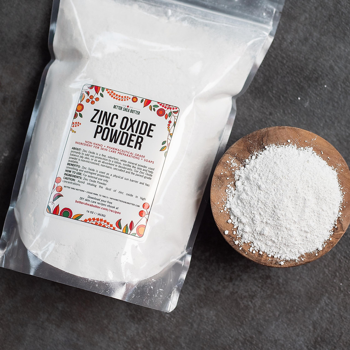 Zinc Oxide Powder | Uncoated, Non Nano Zinc Oxide | Pure, Pharmaceutical Grade | Use in Homemade Sunscreen Lotion | Diaper Rash Cream, Deodorant DIY, Zinc Oxide Ointment | 1 LB by Better Shea Butter