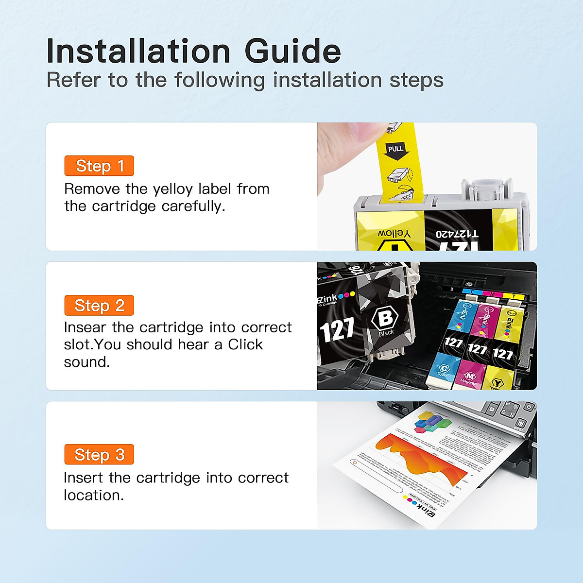 E-Z Ink (TM Remanufactured Ink Cartridge Replacement for Epson 127 T127 to use with NX530 625 WF-3520 WF-3530 WF-3540 WF-7010 WF-7510 7520 545 645 (6 Large Black, 2 Cyan, 2 Magenta, 2 Yellow) 12Pack