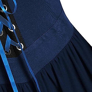 Renaissance Faire Costume Women Chest Braces Cross Off-The Halloween Dresses Couples Costumes Burlesque Outfits for Women Ren Faire Costume Steampunk Dress Princess Costume for Women（1-Navy,Large）