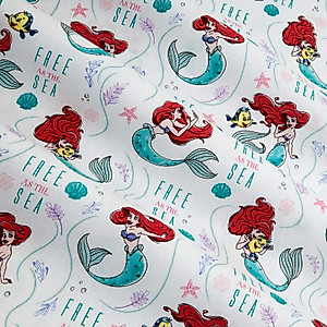 Disney Princess Ariel Free As The Sea White, Fabric by the Yard