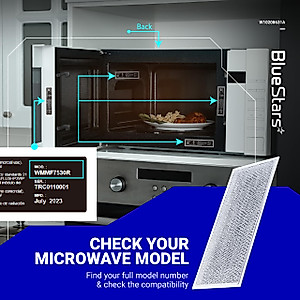 BlueStars 5-Pack W10208631A Microwave Grease Filter Replacement 5.78 x 12.91 Aluminum Mesh Screen Grease Filters - Compatible with Whirlpool G.E Microwaves