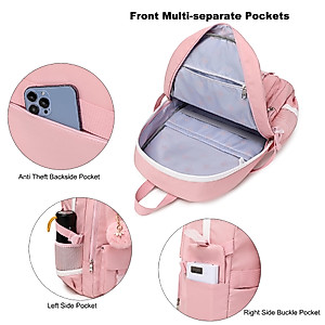 KIDNUO Girls Backpack,15.6 Inch Laptop School Bag Large Primary Elementary Middle College Bookbags Kids Backpacks for Teens Girls Women Students Anti Theft Travel Daypack ( Pink Ballerine )