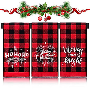 Tudomro 3 Pack Christmas Kitchen Dish Towels Red and Black Plaid Bathroom Hand Towels Buffalo Check Hand Dish Cloths Xmas Soft Washcloths for Home Holiday Party Decor, 23.6 x 15.7 Inches
