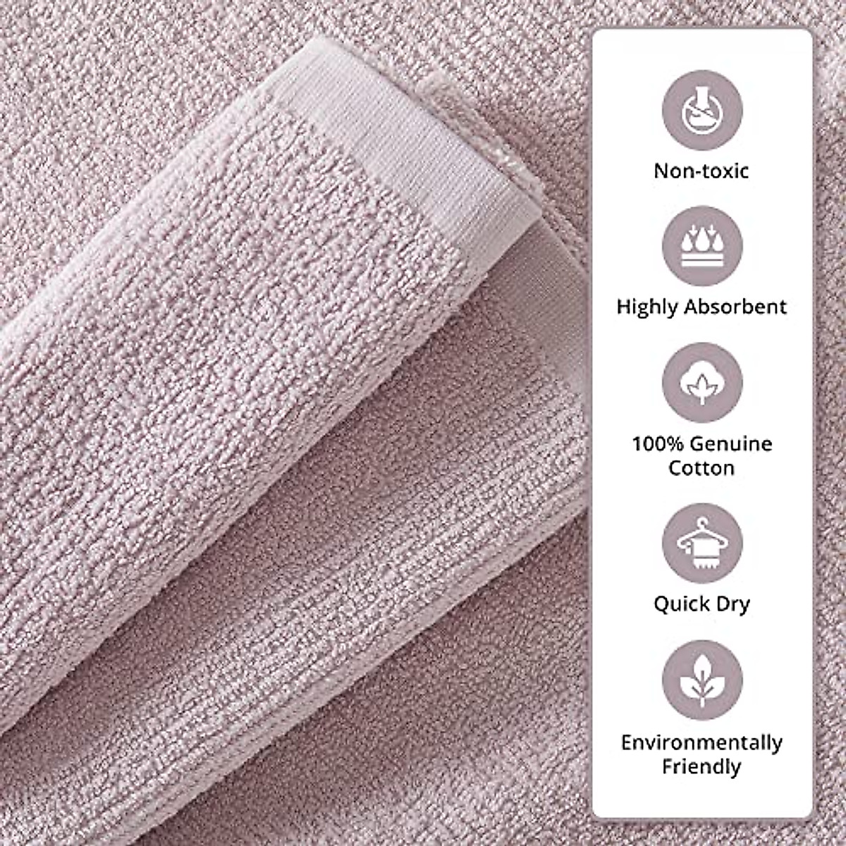 NY Loft 100% Cotton Quick Dry Towel Set | Textured Bathroom Towels | Highly Absorbent and Durable Towel Set | Greenwich Collection (6 Piece Towel Set, Lilac Snow)