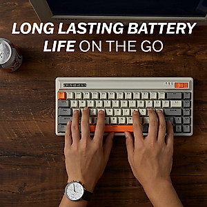 DURGOD Fusion Mechanical Retro Keyboard | 65% Layout | Wireless 2.4 GHz, Bluetooth 5.0, USB C | Doubleshot PBT | Up to 40 Days Battery Life | Windows, Android, iOS (Cherry MX Speed Silver, Navigator)