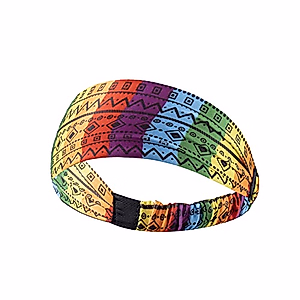 Rainbow Sports Hair Band Running Fitness Belt Anti Slip Anti Sweat Yoga Tennis Hair Bandana Girls Hair Barrettes No Slip (A, One Size)