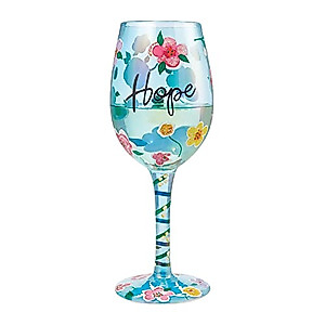 Enesco Designs by Lolita Hope Floral Hand-Painted Artisan Wine Glass, 15 Ounce, Multicolor