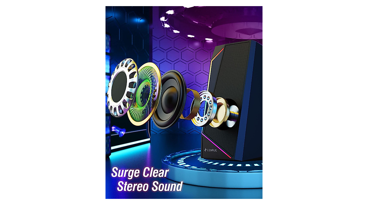 LENRUE USB-C Powered Computer Speakers – Loud Stereo Sound
