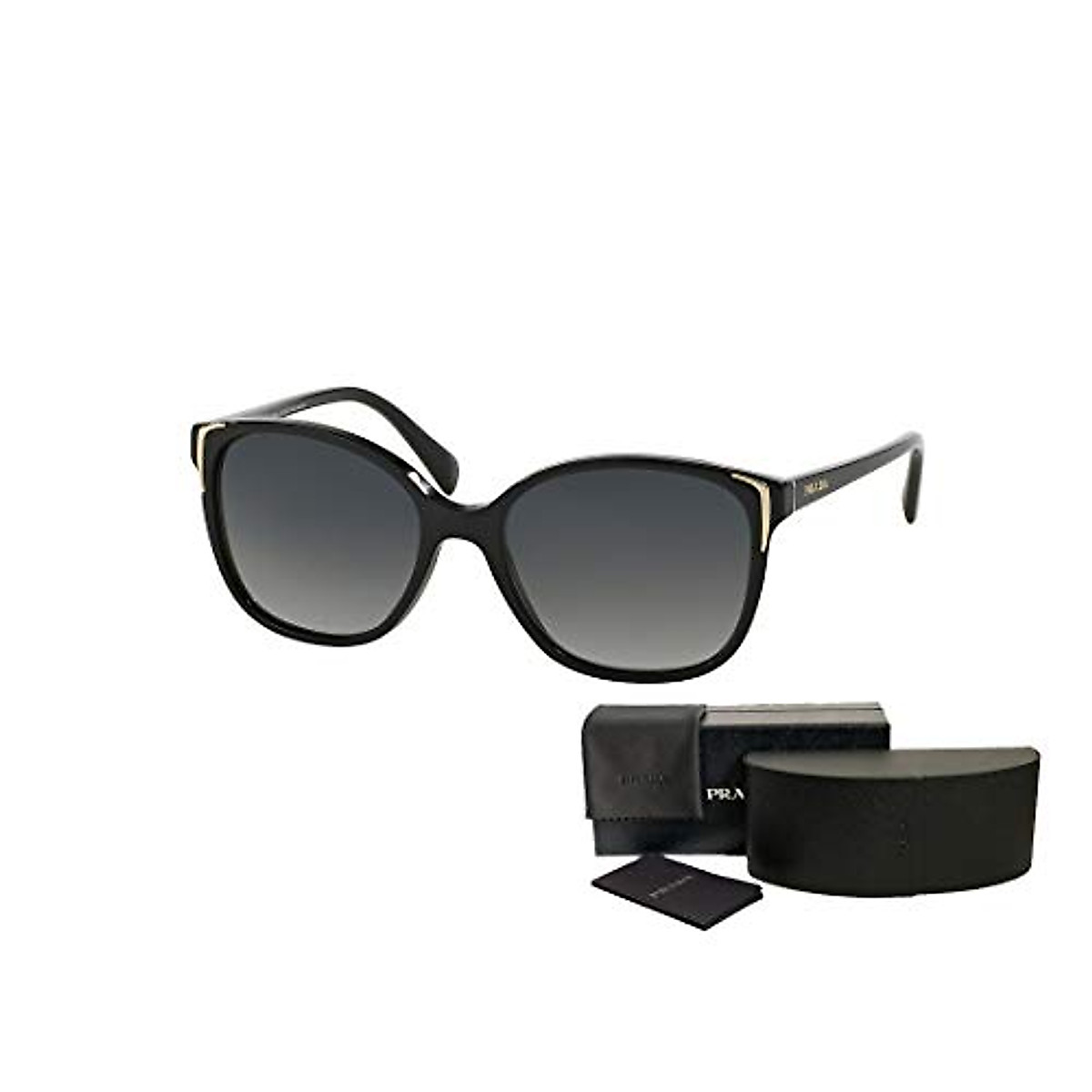Prada PR01OS CONCEPTUAL 1AB5W1 55M Black/Grey Gradient Polarized Square Sunglasses For Women+ BUNDLE With Designer iWear Complimentary Eyewear Kit