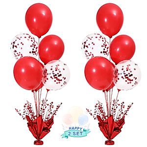 Besutolife 2 Sets Red Balloon Centerpieces for Tables, Balloons Stand Kit Red Party Decorations for Birthday Party Wedding Bridal Shower Anniversary