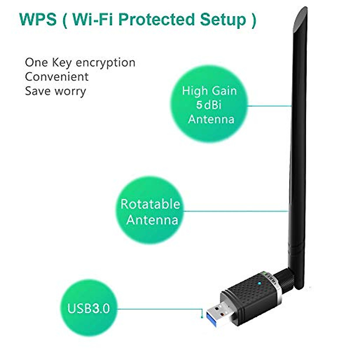 EDUP USB 3.0 Wi-Fi Adapter AC1300Mbps WiFi Dongle 802.11 ac Wireless Network Adapter with Dual Band 2.4GHz/ 5.8GHz 5dBi Antenna for Desktop Windows XP/Vista / 7/8.1/10 / Mac 10. 6-10.15