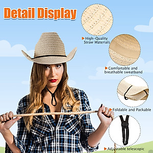 Coume 24 Sets Straw Cowboy Hats and Bandanas - Western Theme Party Costumes and Accessories Bulk Pack for Adults and Men