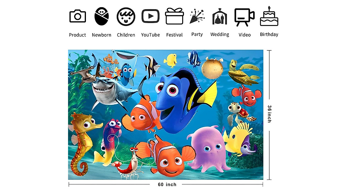 Finding Nemo Birthday Backdrop Banner | Kids Party Supplies