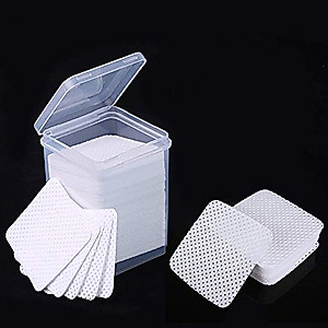 400 PCS Lash Extension Glue Wipes EBANKU Lint Free Glue Cleaning Cotton Pads for Eyelash Extensions Non Woven Nail Polish Remover Wipe Supplies - White