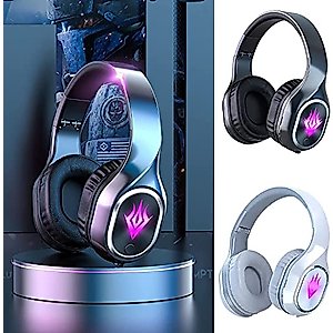 MEGCCR Bluetooth 5.2 Headset Sports Games Music Night Light Dual Mode Headphones 360 ° Hi-Fi Stereo Sound 40mm Composite Diaphragm Suitable for Sports Driving Fitness for iOS Android System (Black)