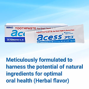Acess Toothpaste for Oral Care, Herbal Toothpaste For Healthy Teeth and Gums, Pack of 1, 4.2 Ounce, Made in Japan