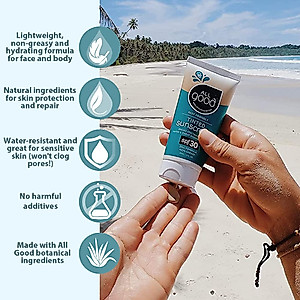 All Good Sunscreen - Tinted Mineral Sunscreen for Face & Body - SPF 30, Water Resistant, Coral Reef Friendly, Coconut Oil, Jojoba Oil, Shea Butter, Aloe 3 oz (2-Pack)