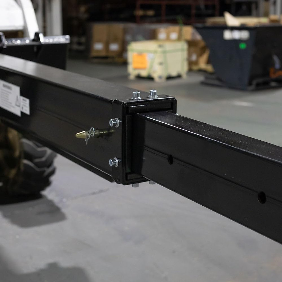 Titan Attachments Adjustable Skid Steer Industrial Crane Jib Attachment with 3 Ton Hook, Manual Telescopes 72" - 120", 5000 LB Lift Capacity at 6 FT, Single 3 Ton Swivel Eye Hook