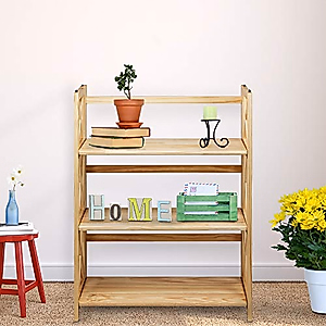 Casual Home Montego 3-Shelf Folding Bookcase, Natural , 27.5" Wide