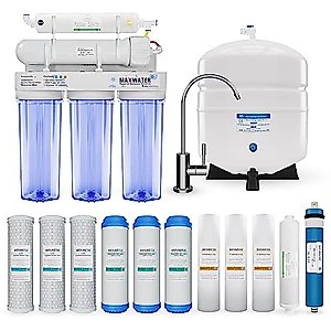 Max Water 5 Stage 100 GPD (Gallon Per Day) RO (Reverse Osmosis) Standard Water Filtration System - Under-Sink/Wall Mount (with 1.5 yrs Replacement Filters) - Model : RO-5C1