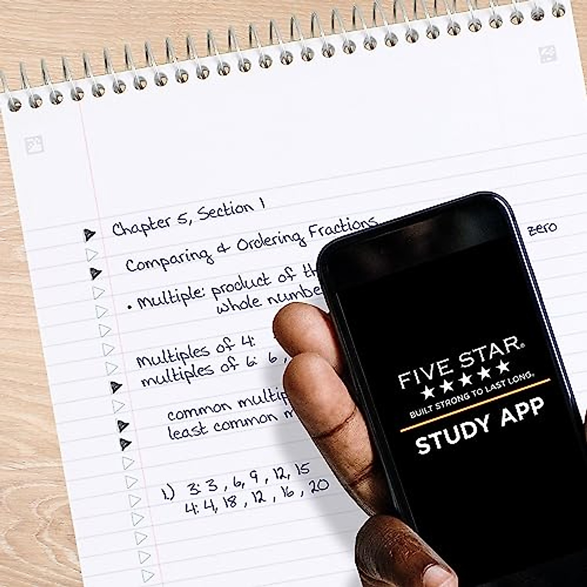 Five Star Top Bound Notebooks, 6 Pack, 1-Subject, College Ruled Paper, Fights Ink Bleed, Water Resistant Cover, 11" x 8-1/2", 100 Sheets, Assorted Colors (73525)