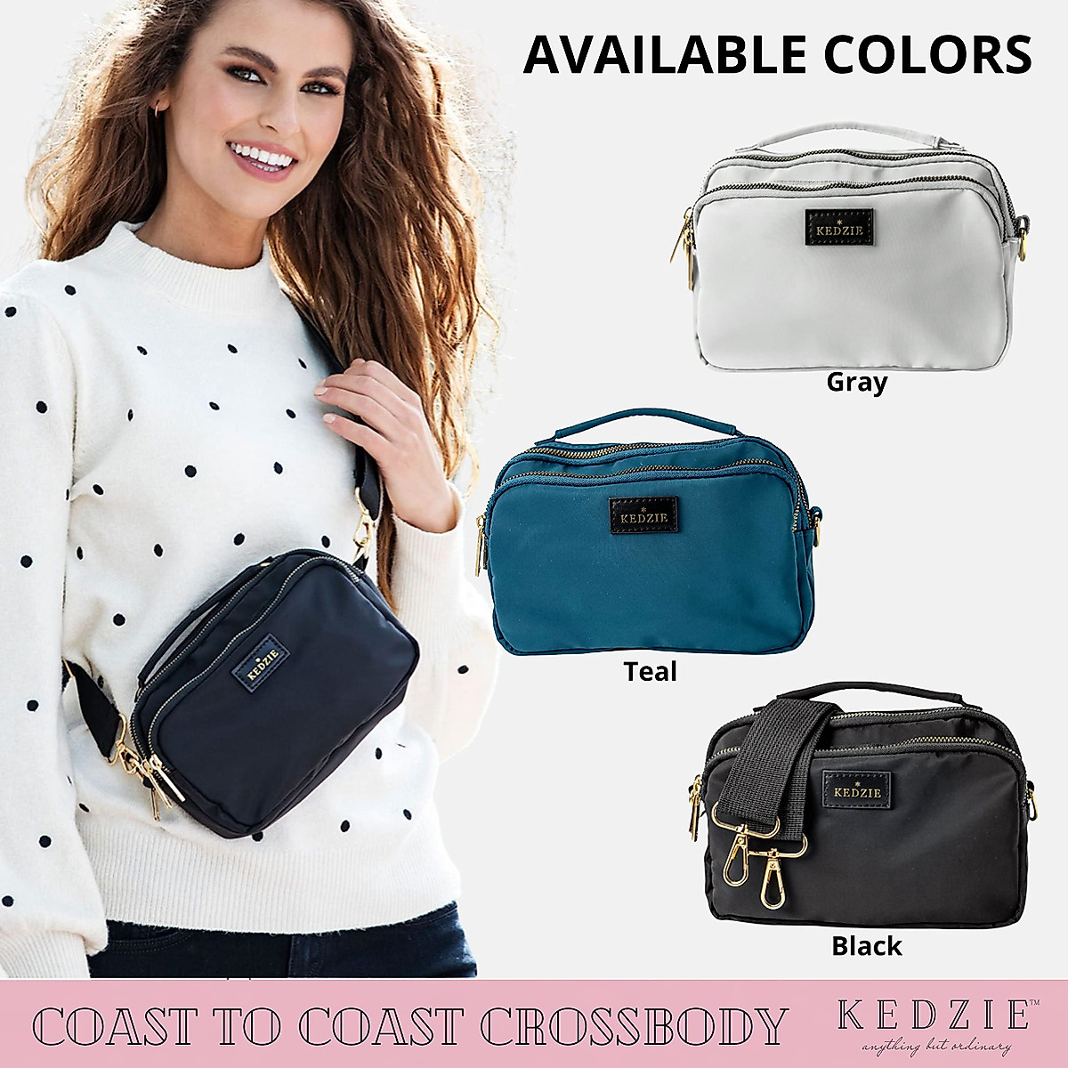 KEDZIE Coast to Coast Crossbody Bag for Women Shoulder Purse Messenger Wallet Lightweight Bag - Teal