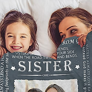 Lcyawer Custom Blanket with Photos and Words,Sister Birthday Gifts from Sister,Unique Bestie Gifts,Personalized Throw Blankets with Picture,to My Best Sister Friendship Presents,Great Sister Blanket