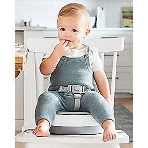 Skip Hop Booster Seat for Dining Table, Sleek Seat Booster, Grey/White