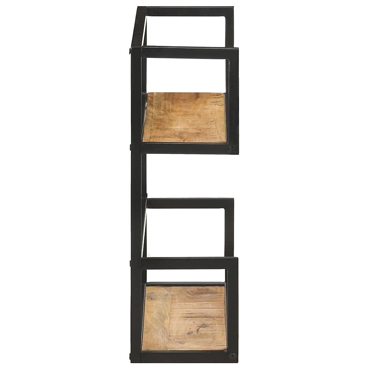 vidaXL Wall Shelf - Industrial Hanging Shelves with Black Iron Frame, Constructed from Rough Mango Wood, Ideal for Books and Decor Display, Size: 31.5"x7.9"x23.6"