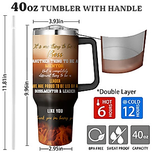 Ksoemar 40 Oz Boss Tumbler with Handle and Straw, Stainless Steel Boss Cup Gift for Men in Bosses Day Cups, Office Gifts Ideas for Bosses Day, Fathers Day, Birthday, Christmas