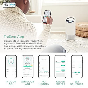 TruSens Smart Wi-Fi Air Purifier with Smoke & Odor Filter Bundle | Medium | UV-C Light + HEPA Filtration | Filters Odors, Smoke Pollutants And VOCs | Compatible with Alexa